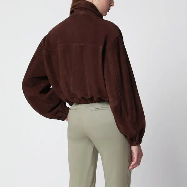 Nour Hammour Pia Suede Bomber Jacket - Brown
