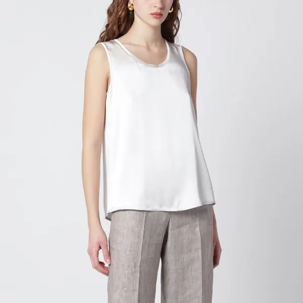 Max Mara Ivory Satin Top - Beige