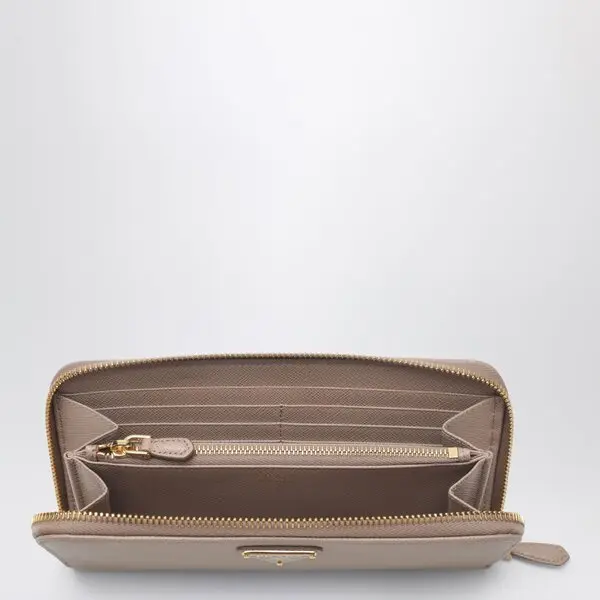 Prada Powder And Gold Zip Around Wallet