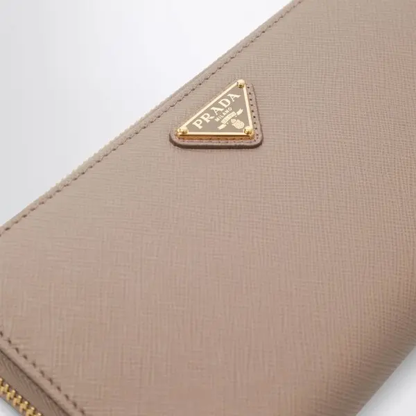 Prada Powder And Gold Zip Around Wallet