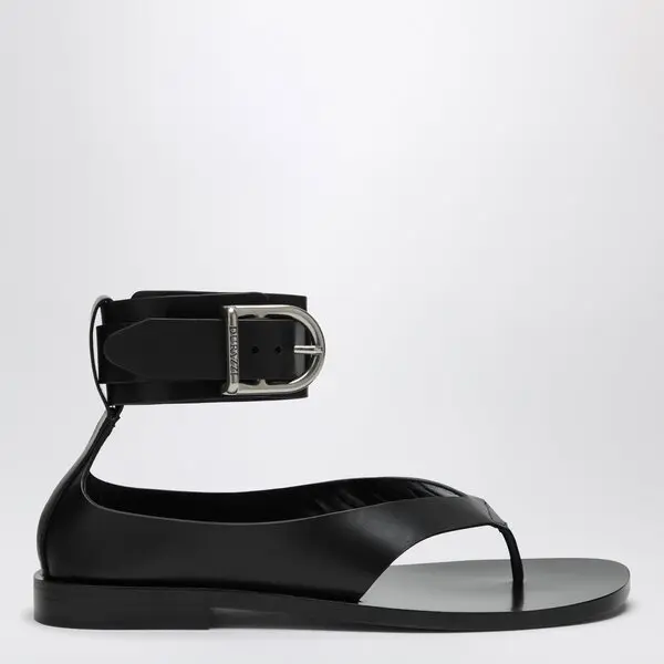 DURAZZI MILANO Calfskin Leather Sandals With Ankle Strap - Black