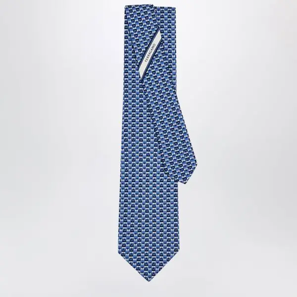 FERRAGAMO Gancini Print Silk Tie