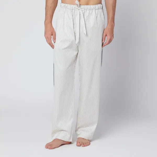 TEKLA Organic Cotton Striped Pajama Trousers - Black