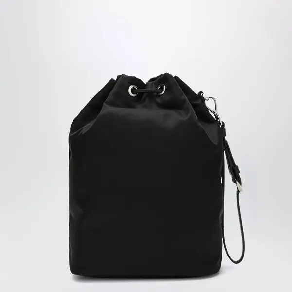 Prada Re-nylon Pouch With Drawstring Closure And Wrist Strap - Black