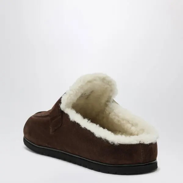 Prada Suede Shearling Lined Clogs