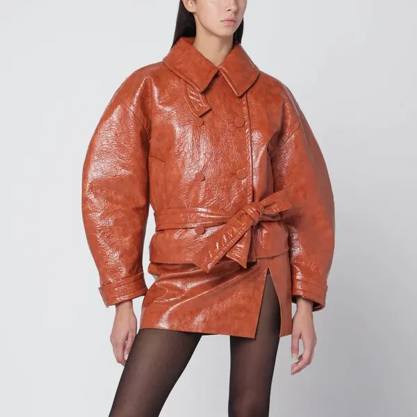 Andamane Faux Leather Belted Jacket