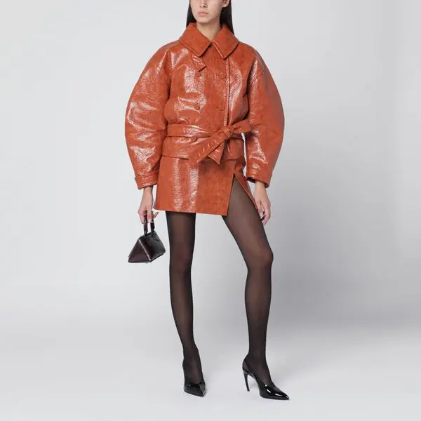 Andamane Faux Leather Belted Jacket