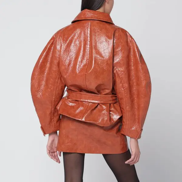 Andamane Faux Leather Belted Jacket
