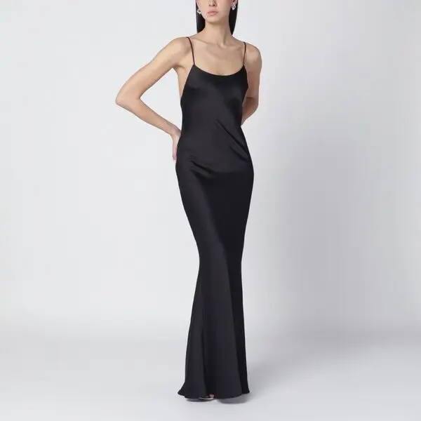 Andamane Ninfea Maxi Dress With Back Draping - Black