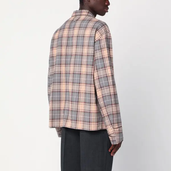 Prada Steel/cameo Checked Cotton Shirt