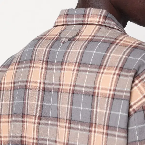 Prada Steel/cameo Checked Cotton Shirt