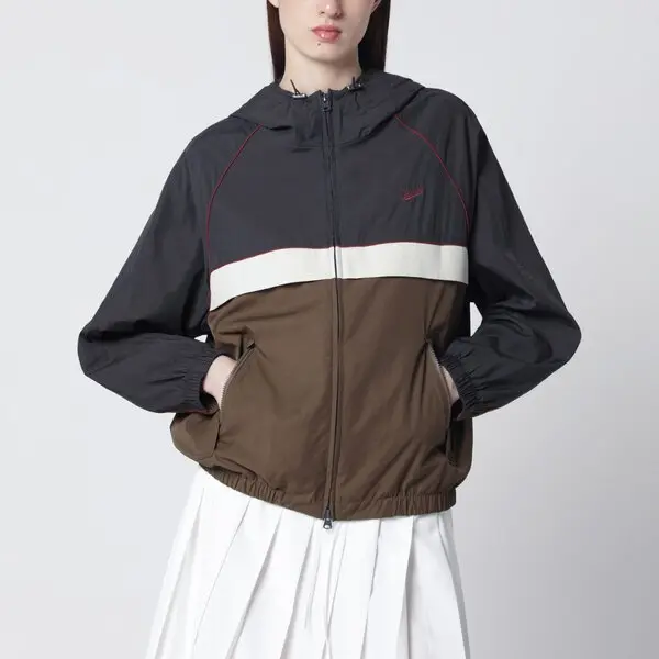 DUNST Zip-up Hooded Color-blocked Windbreaker