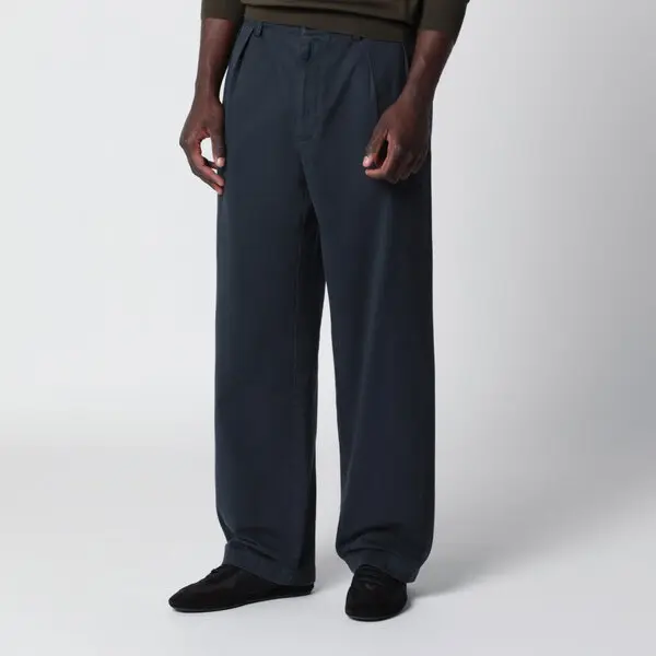 Prada Cotton Pleated Trousers - Blue