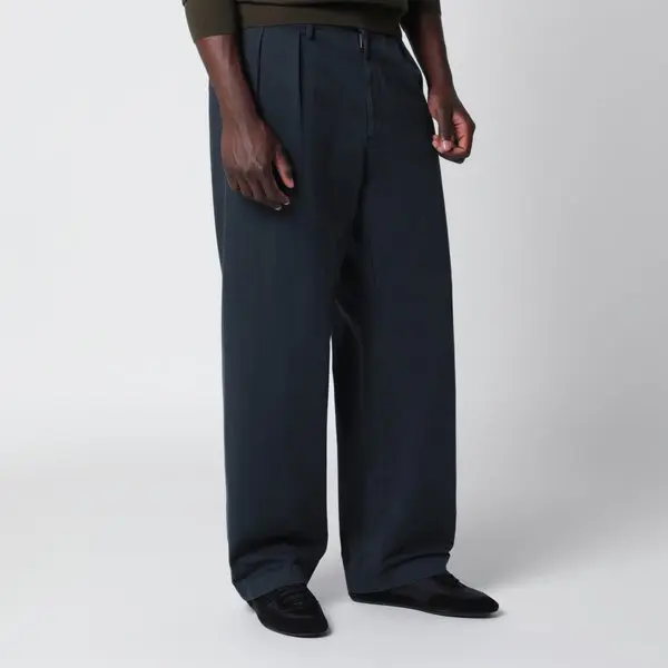 Prada Cotton Pleated Trousers - Blue