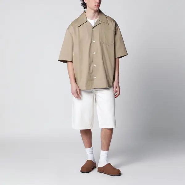 AMI Paris Taupe Cotton Bowling Shirt