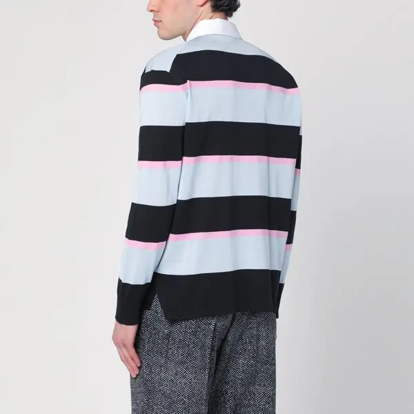 Prada Striped Polo In Silk And Cotton