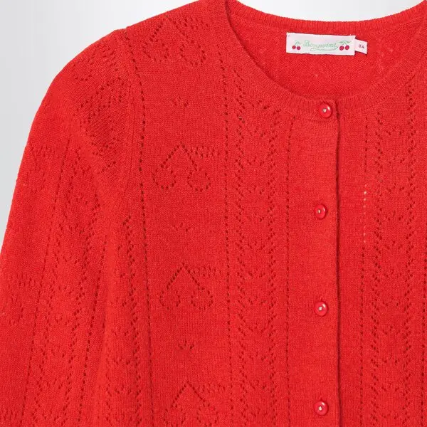 Bonpoint Cashmere Cardigan With Cherry Embroidery