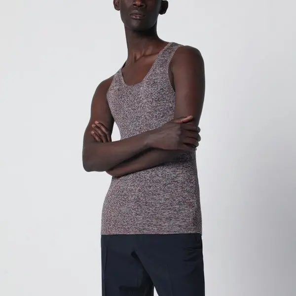 Prada Ribbed Tank Top With /brown Pattern