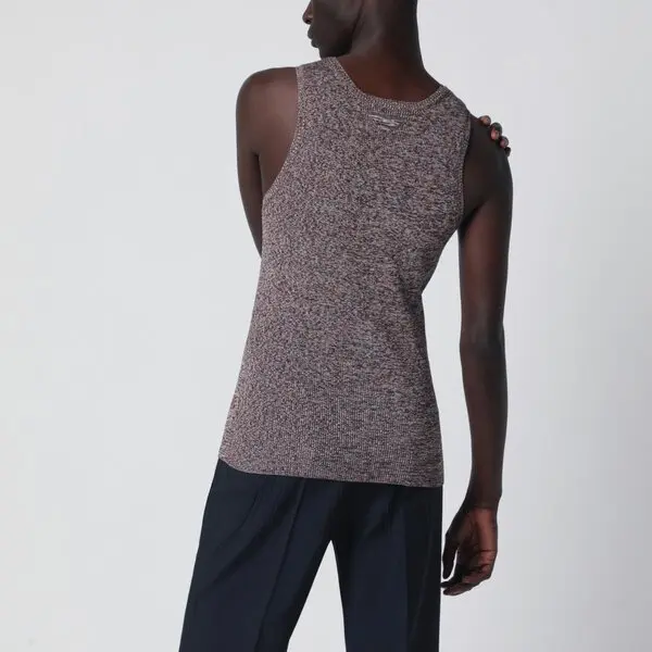 Prada Ribbed Tank Top With /brown Pattern