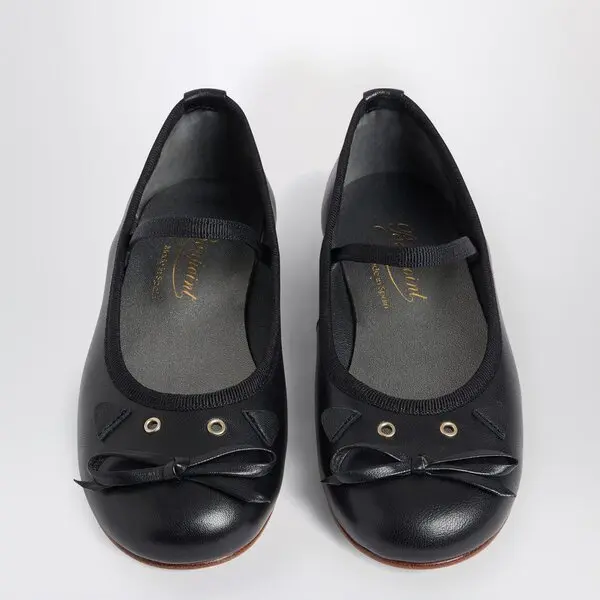 Bonpoint Leather Ballerina Flats With Cat Detail