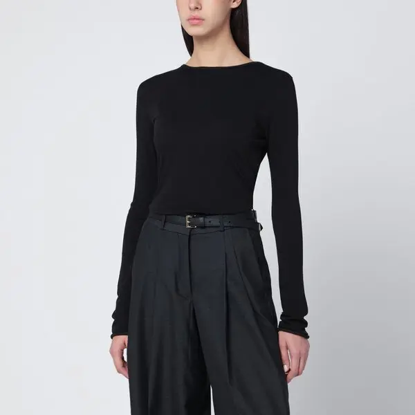 ENTIRE STUDIOS Cotton-blend Crewneck Top - Black