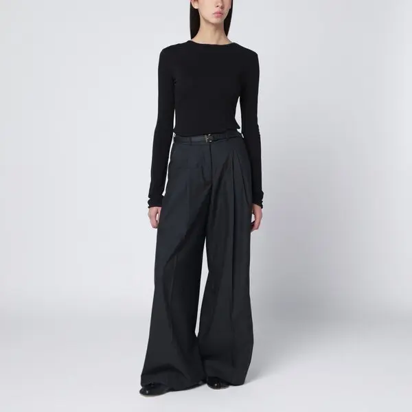 ENTIRE STUDIOS Cotton-blend Crewneck Top - Black