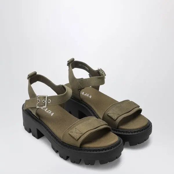 Prada Canvas Sandals With Buckle Detail