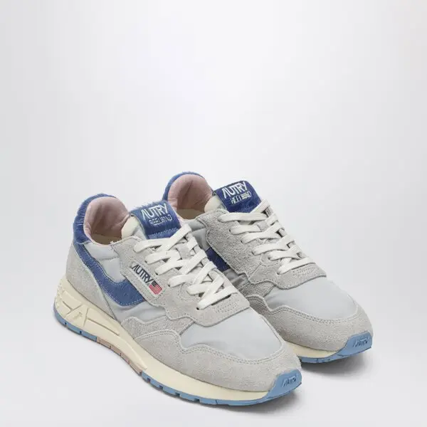 AUTRY Reelwind Low Grey Sneakers With Light Blue Pony Hair Insert - Multicolor