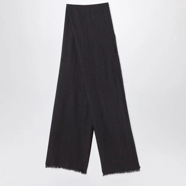 Destin Black/beige Check Wool Scarf - Grey