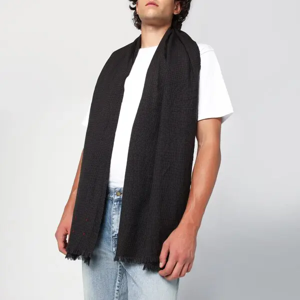 Destin Black/beige Check Wool Scarf - Grey