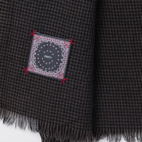 Destin Black/beige Check Wool Scarf - Grey