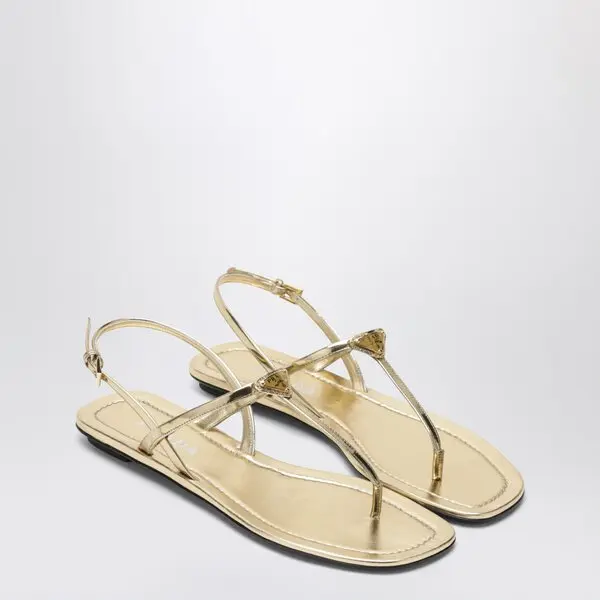 Prada Platinum Leather Thong Sandals