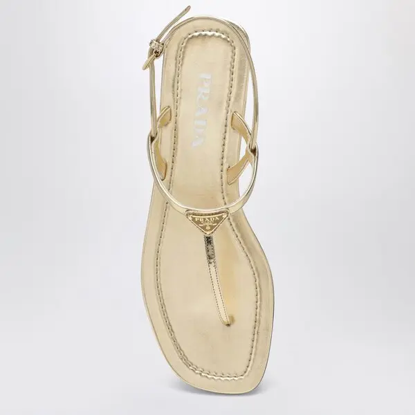 Prada Platinum Leather Thong Sandals