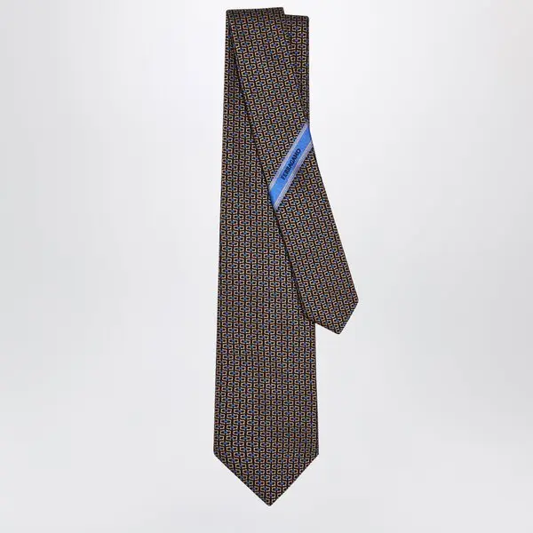 FERRAGAMO Silk Jacquard Gancini Tie