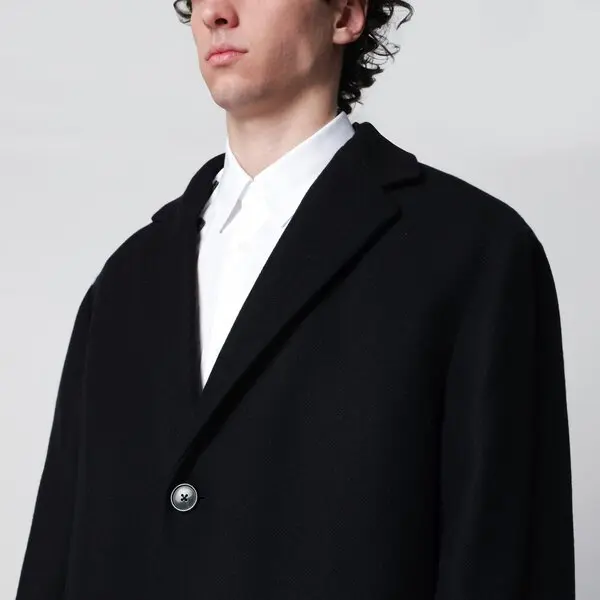Dries Van Noten Single-breasted Coat With Removable Mohair Collar