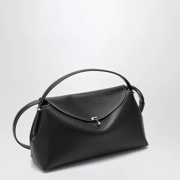 TOTEME Grained Leather Handbag With T-lock Closure - Black