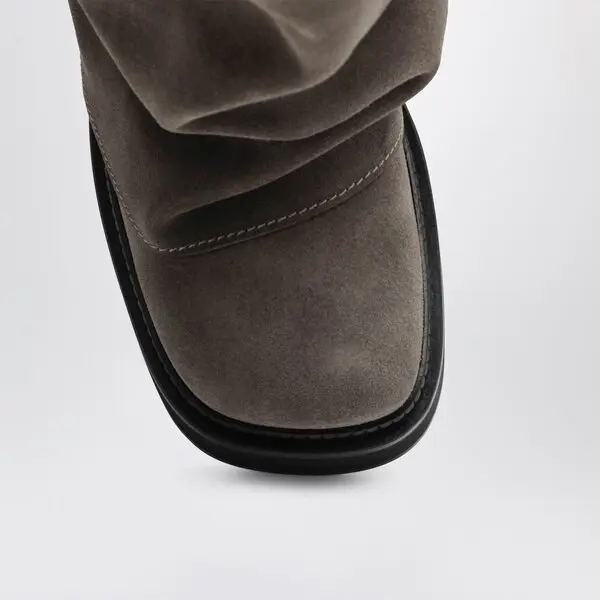 Attico Taupe Suede Combat Boots - Beige