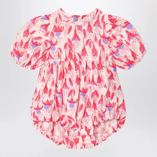 MINI RODINI Floral Print Organic Cotton Bodysuit - Red