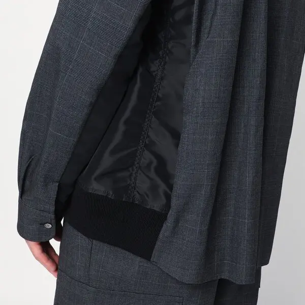 Sacai Gray Plaid Wool Shirt Jacket