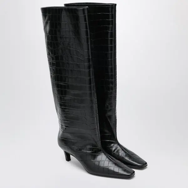 TOTEME Croc-embossed High Shaft Leather Boots