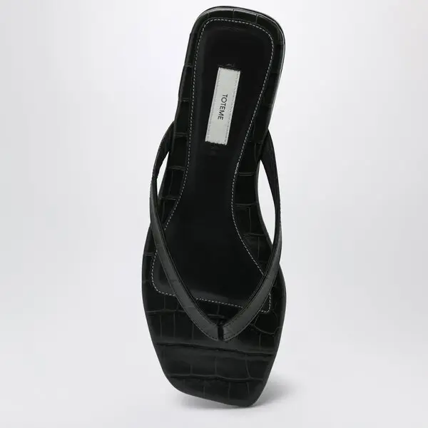 TOTEME Crocodile-effect Leather Flip Flops
