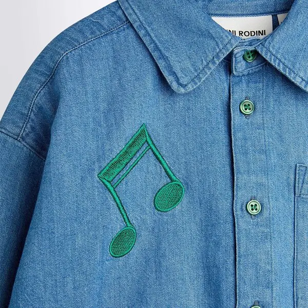MINI RODINI Embroidered Denim Shirt
