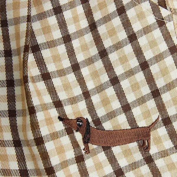 MINI RODINI Checkered Shorts With Dachshund Embroidery