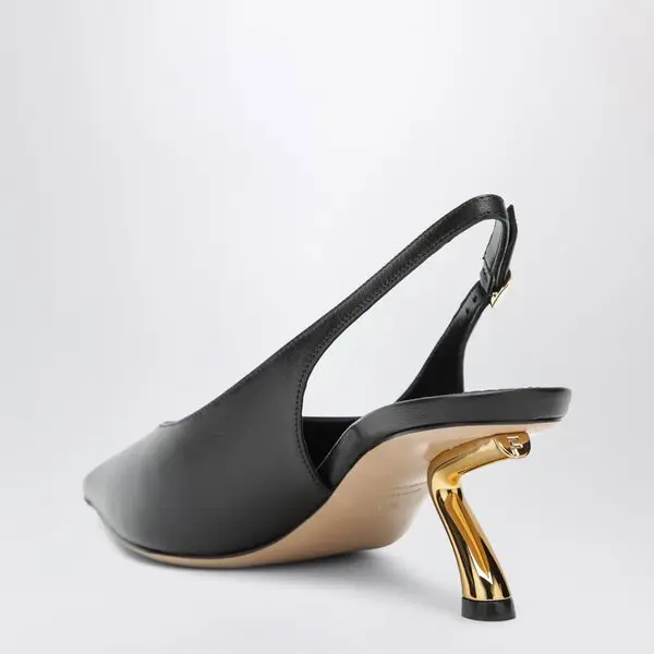FERRAGAMO Kidskin Leather Slingback With Sculptural Heel - Black