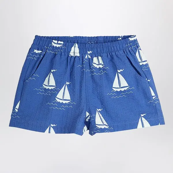 MINI RODINI Sailboat Print Cotton Shorts