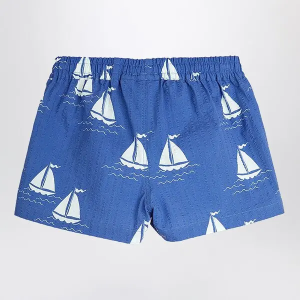 MINI RODINI Sailboat Print Cotton Shorts