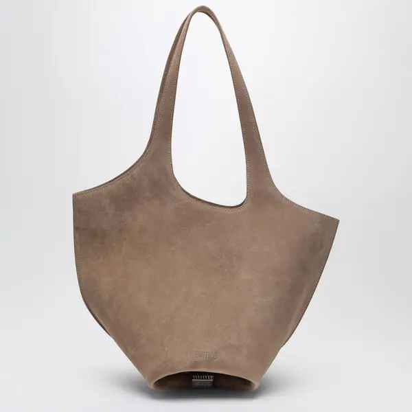 Attico La Scoop Medium Bag In Suede - Beige