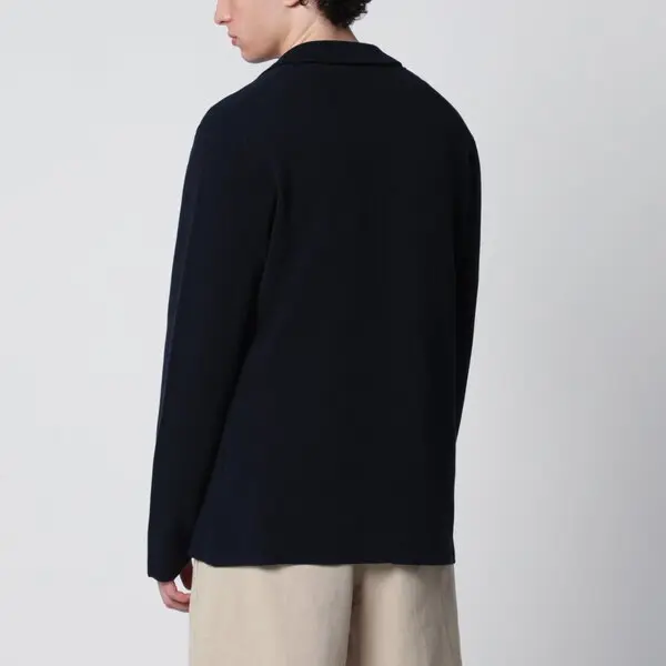 ROBERTO COLLINA Navy Cotton Cardigan Jacket - Blue