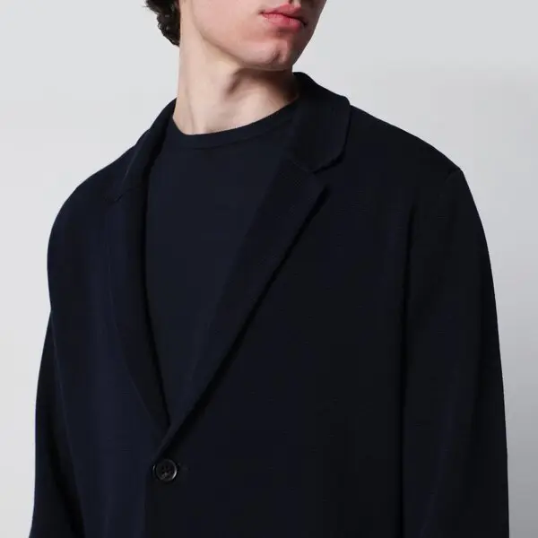 ROBERTO COLLINA Navy Cotton Cardigan Jacket - Blue