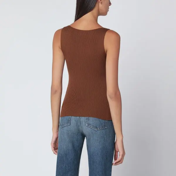 ROBERTO COLLINA Ribbed Wool Tank Top - Brown